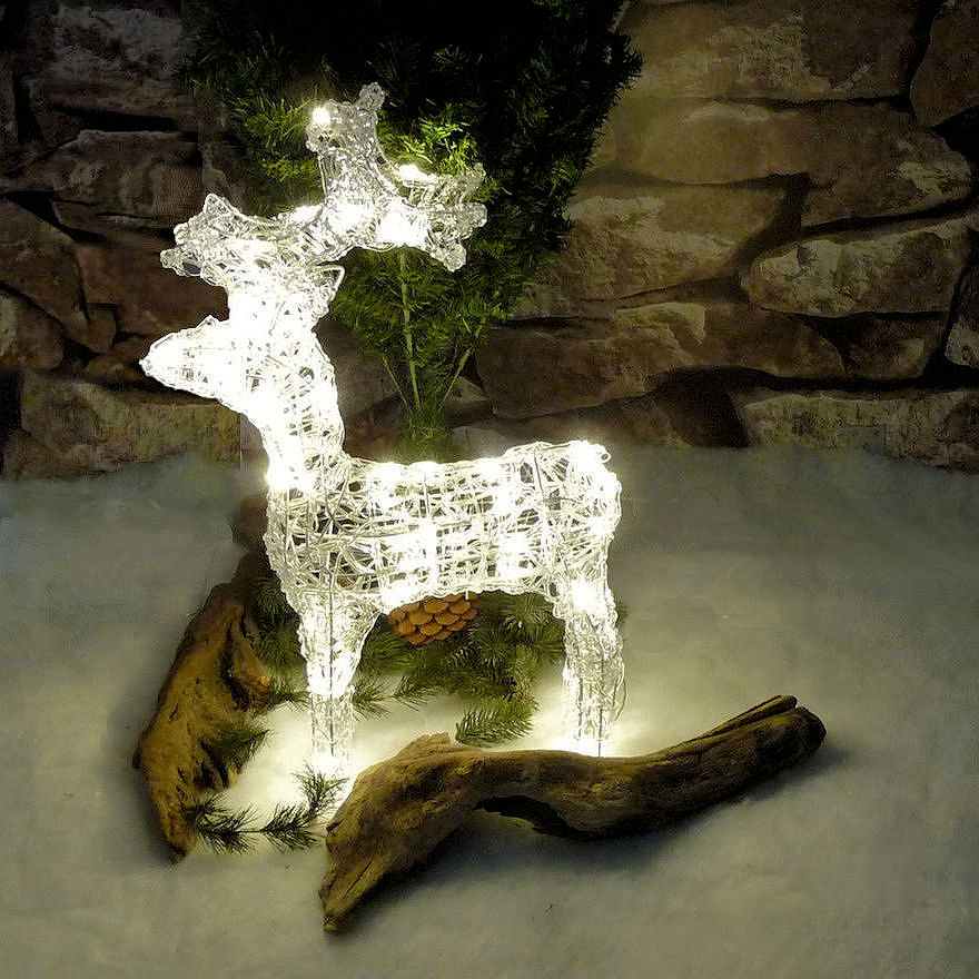 LUMINEO LED-Acryl-Figur Kleines Rentier warmweiße LED