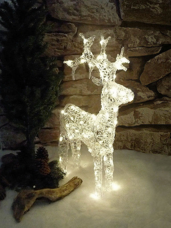 LUMINEO LED-Acryl-Figur Großes Rentier warmweiße LED