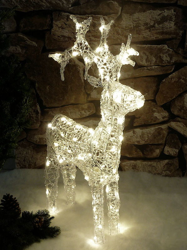 LUMINEO LED-Acryl-Figur Großes Rentier warmweiße LED